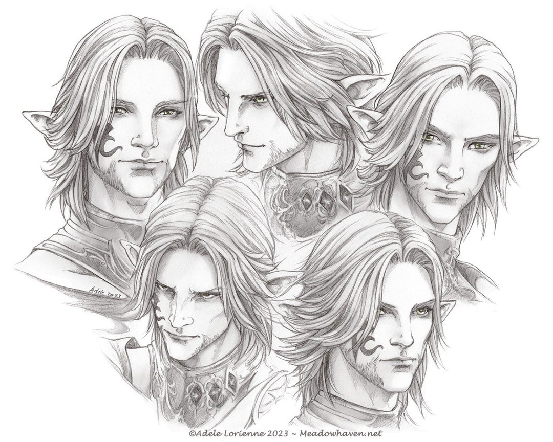 FFXIV Urianger Sketchpage Art Print Shadowbringers Endwalker Arcanist ...