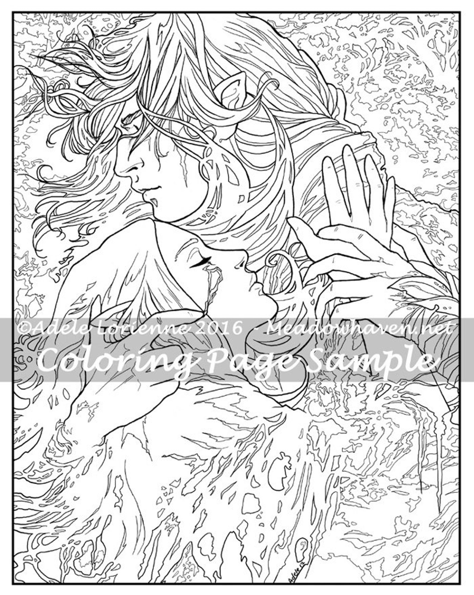 A Meadowhaven Fantasy Coloring Page Download: - Etsy