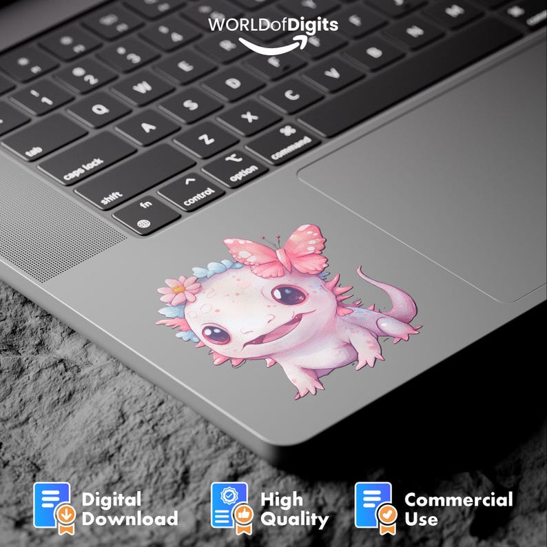 Kawaii Axolotl Animals Clipart Sticker Pack PNG | Adorable Aquarium ...