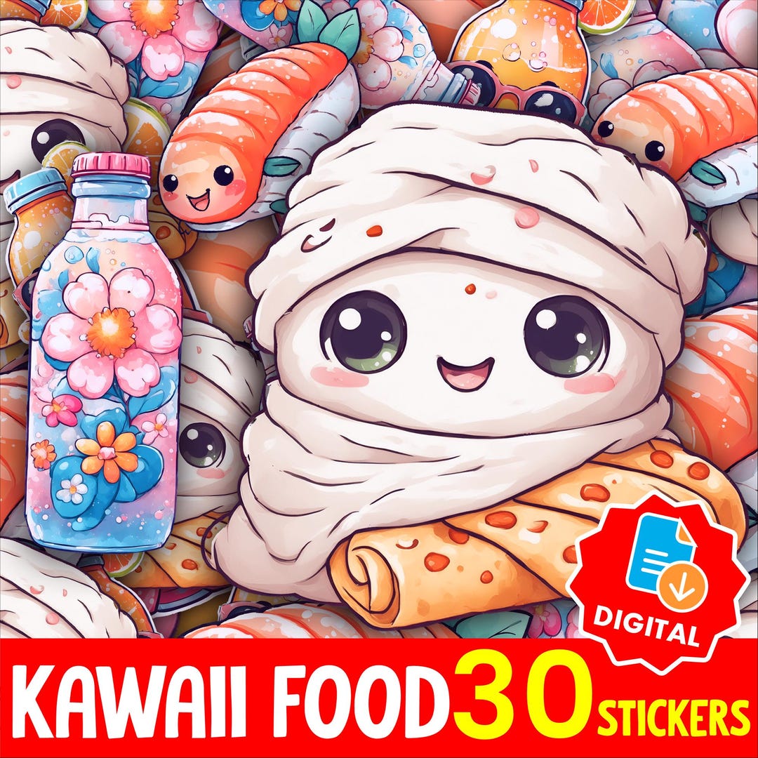 Kawaii Anime Food Clipart PNG Bundle: Chibi Dessert Graphics (instant ...