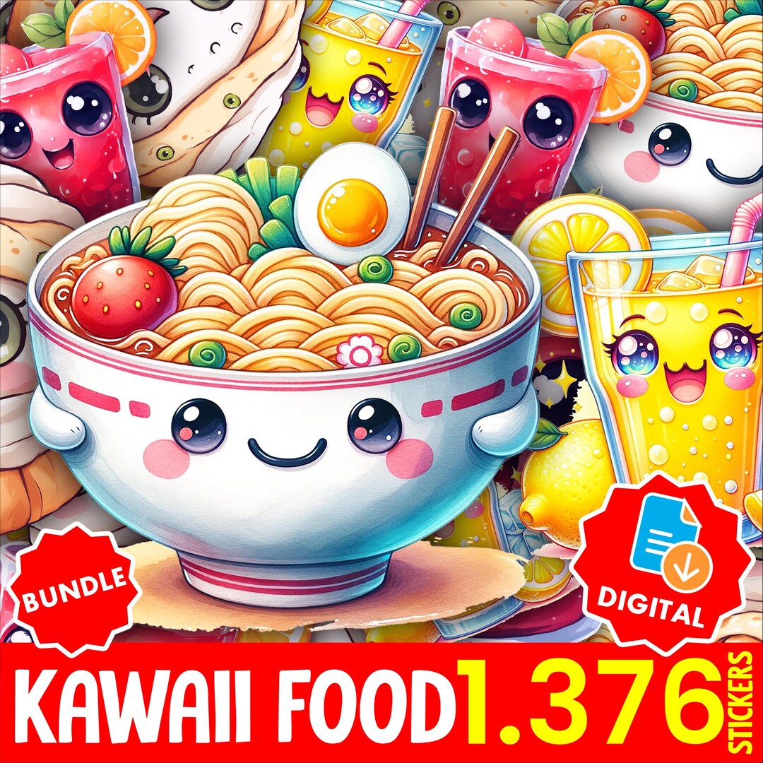 Kawaii Anime Food Clipart PNG Bundle: Chibi Dessert & Snack ...