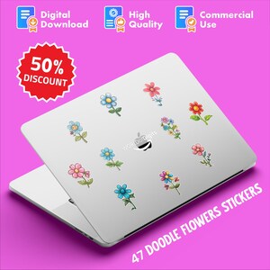 Cute Flower Doodle Sticker Pack PNG | Aesthetic Floral Clipart for ...