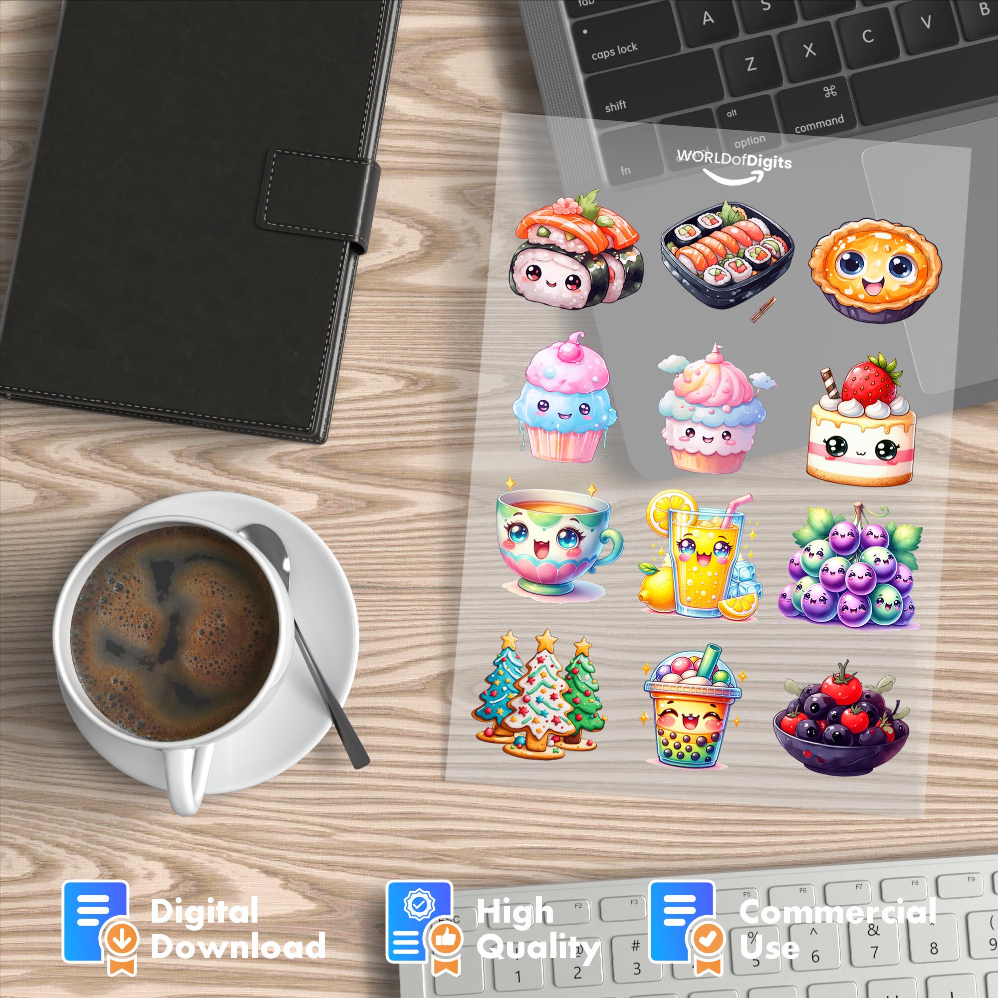 Kawaii Anime Food Clipart PNG Bundle: Chibi Dessert & Snack ...