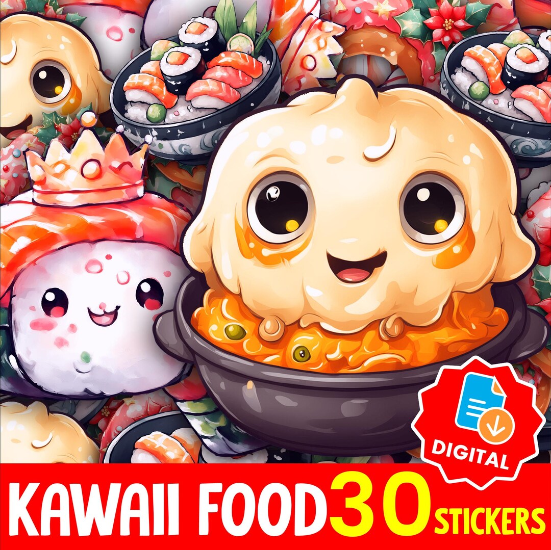 Kawaii Anime Food Clipart PNG Bundle: Chibi Dessert & Snack Graphics ...
