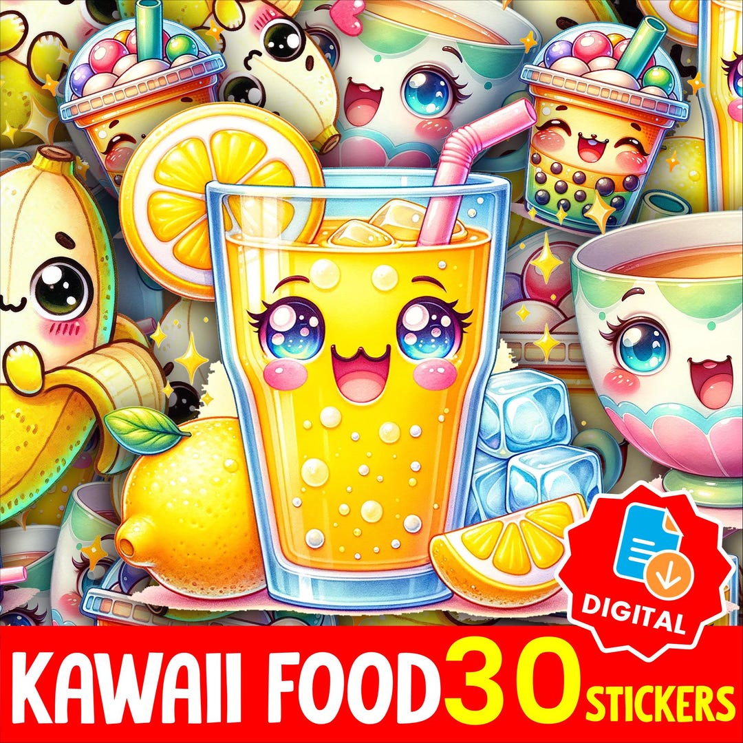 Kawaii Anime Food Clipart PNG Bundle: Chibi Dessert & Snack ...