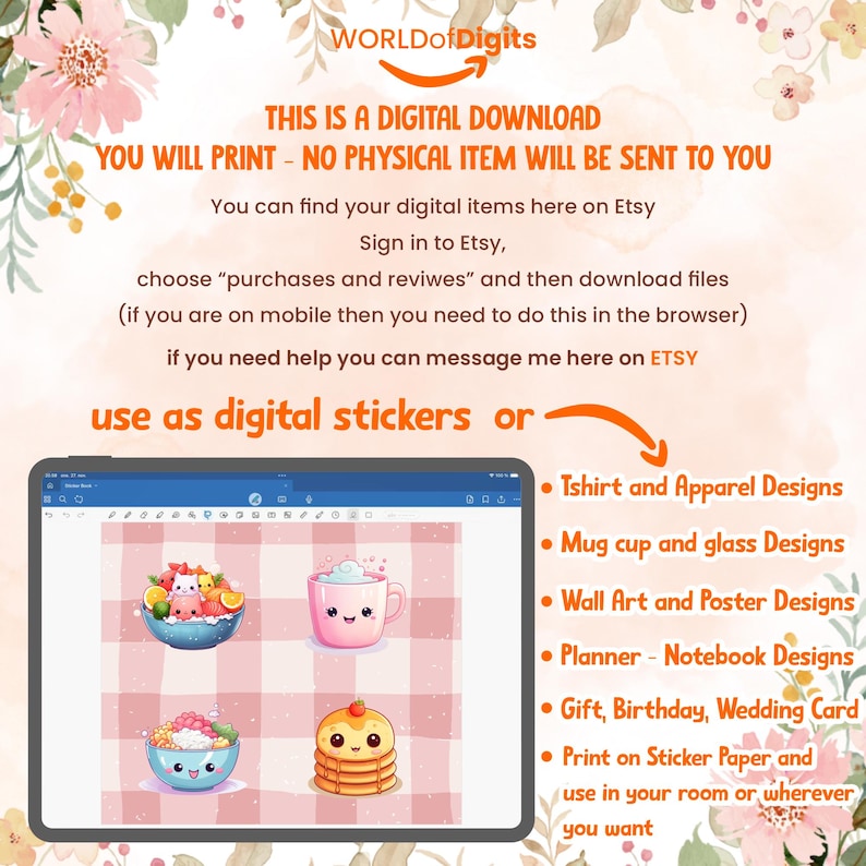Kawaii Anime Food Sticker Clipart Bundle: Chibi Dessert & Snack PNG ...