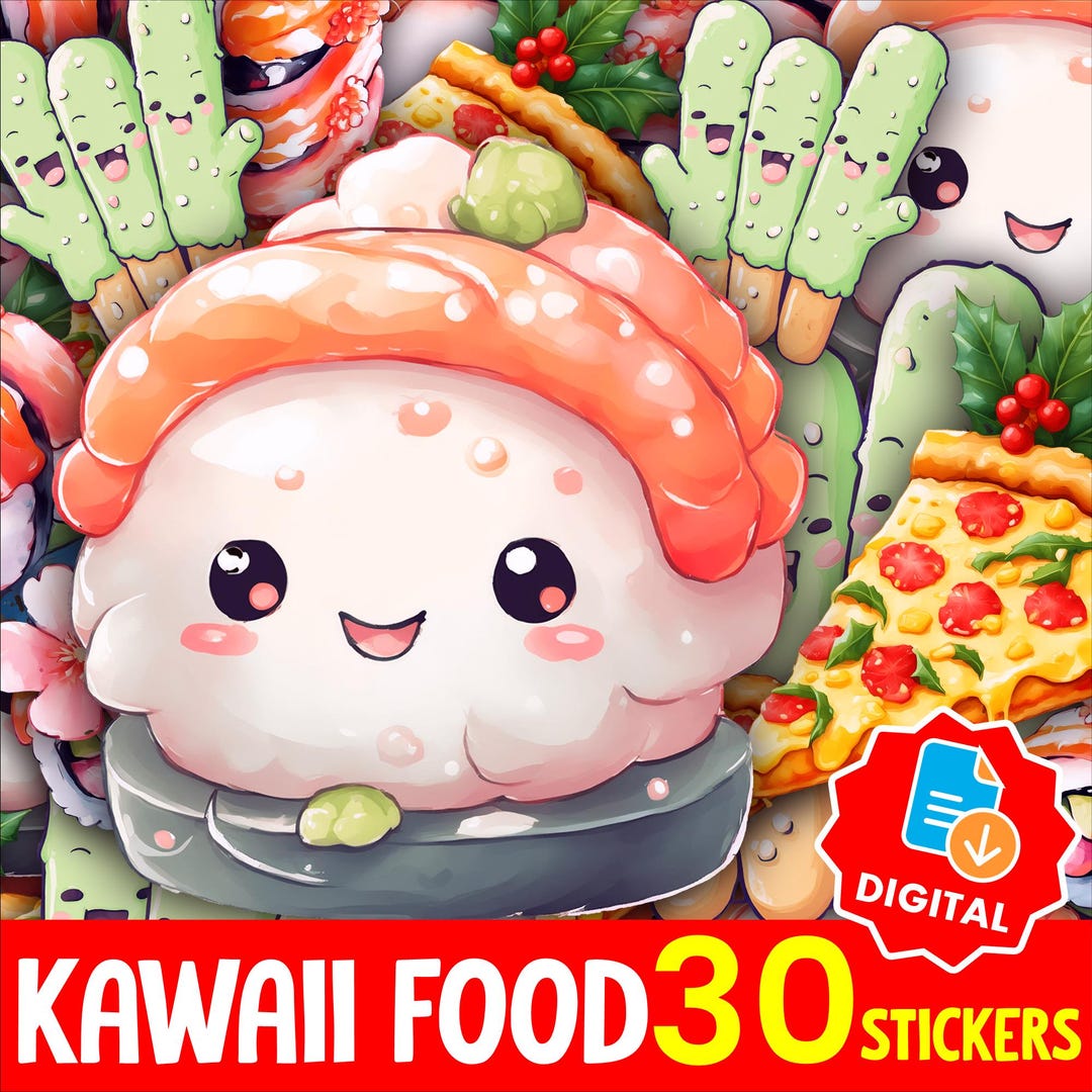 Kawaii Anime Food Clipart PNG Bundle: Chibi Dessert & Snack ...