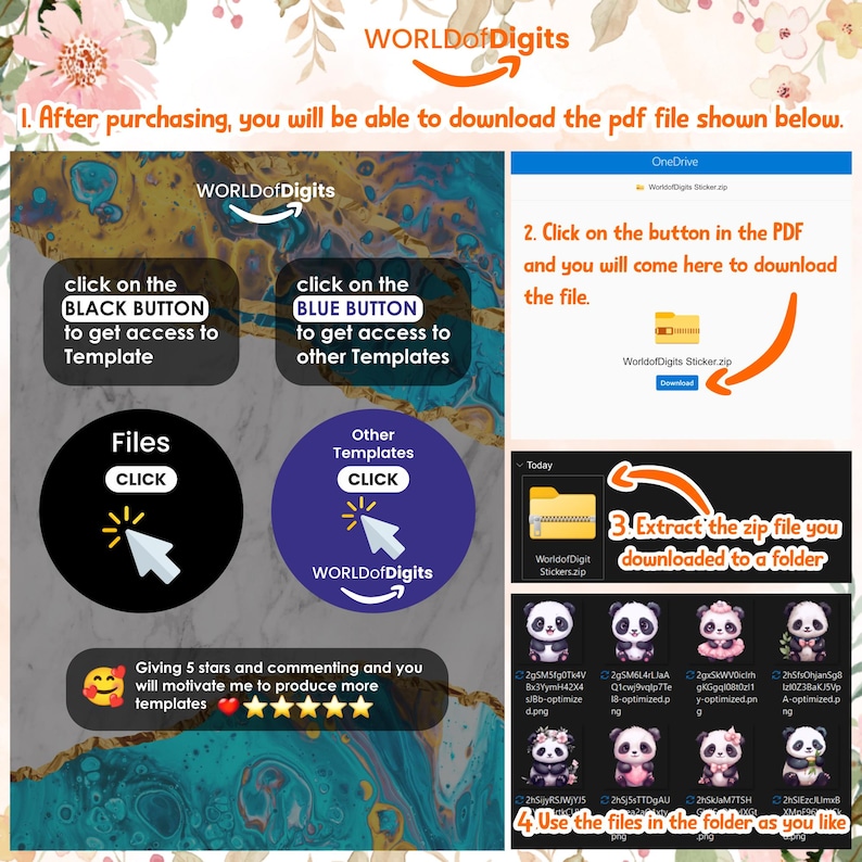 Kawaii Panda Clipart & Sticker Pack: Chibi Bear PNG Graphics ...