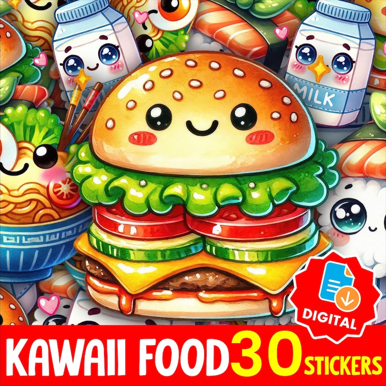 Kawaii Anime Food Clipart PNG Bundle: Chibi Dessert & Snack ...