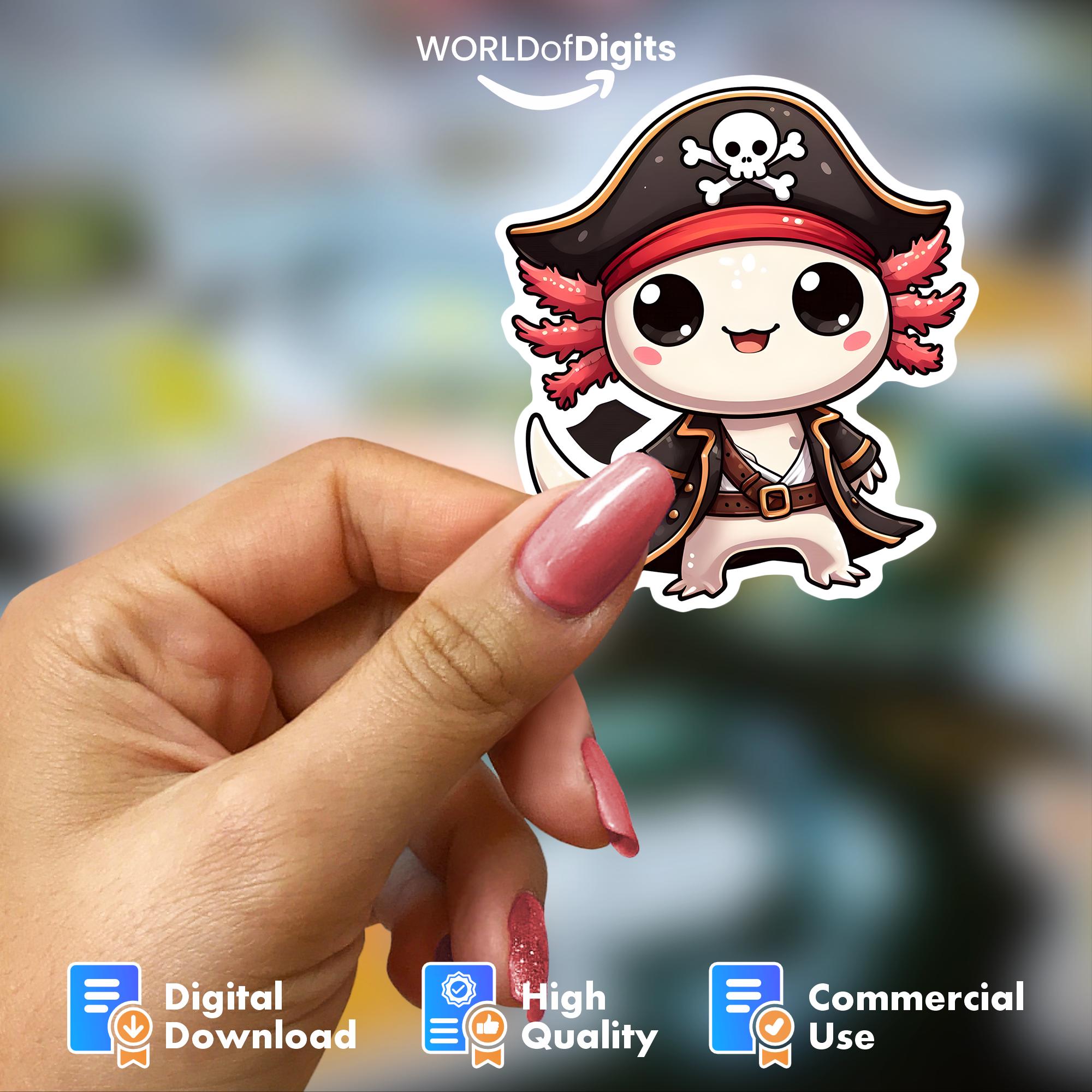Cute Axolotl & Animals Kawaii Sticker Bundle | 50 Chibi PNG Clipart ...