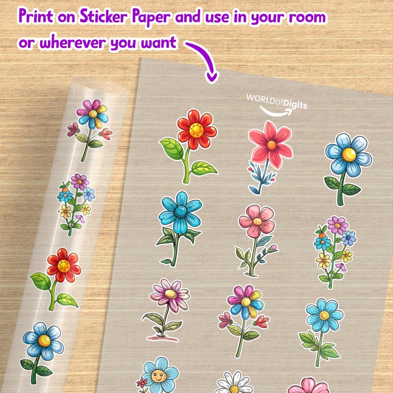 Cute Flower Doodle Sticker Pack PNG | Aesthetic Floral Clipart for ...