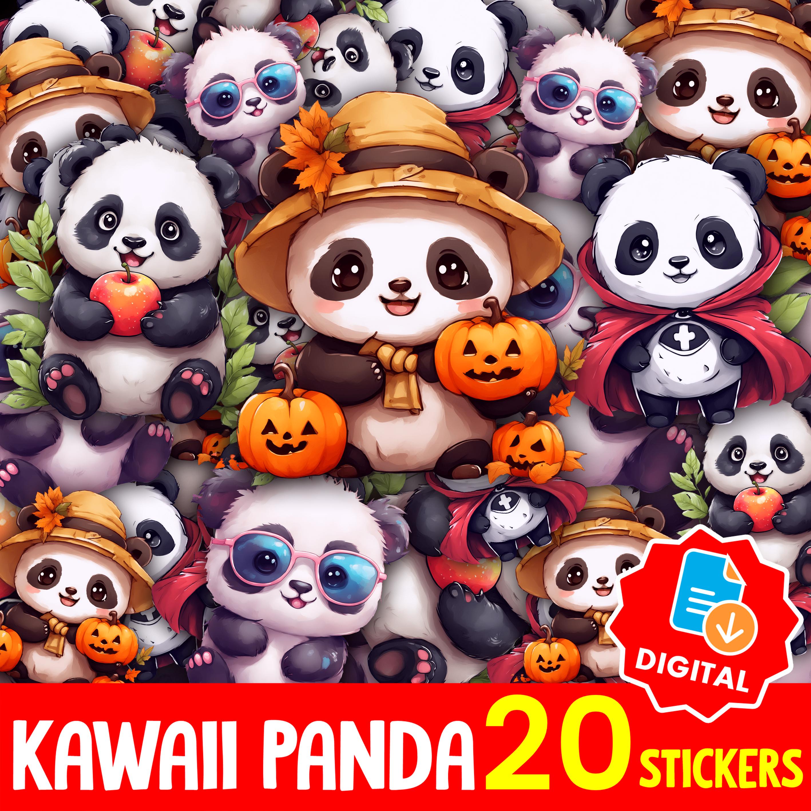 Kawaii Panda Clipart & Sticker Pack: Chibi Bear PNG Graphics ...