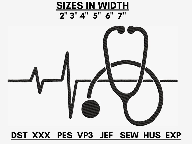 Stethoscope Embroidery Design, Heartbeat Stethoscope Design, Doctor ...
