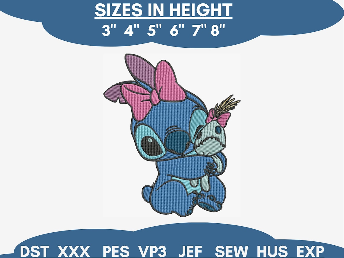 Stitch With Bow Embroidery Design: Machine Embroidery File (6 Sizes ...