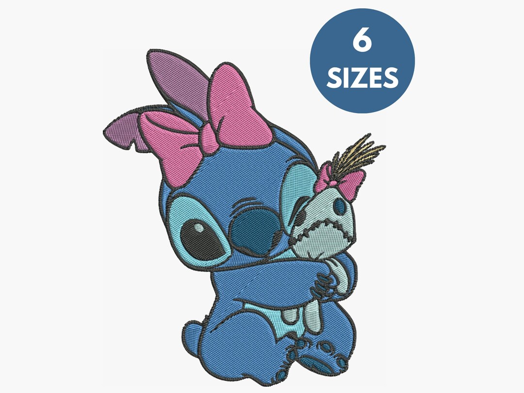 Stitch With Bow Embroidery Design Files, Stitch and Angel Machine ...