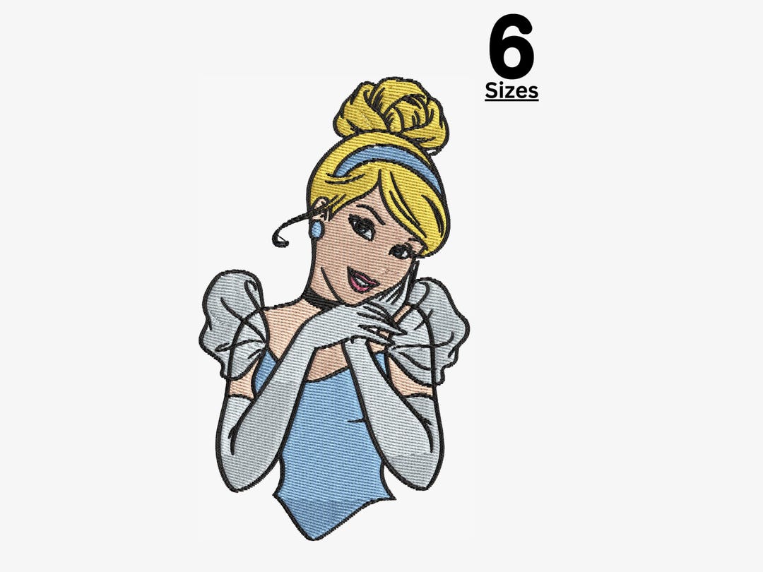 Cinderella Embroidery Design: Princess Machine Embroidery (6 Sizes ...