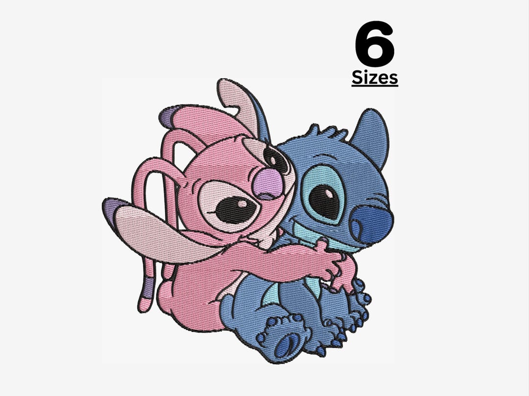 Stitch and Angel Embroidery Design: 6 Sizes Machine Embroidery (digital ...
