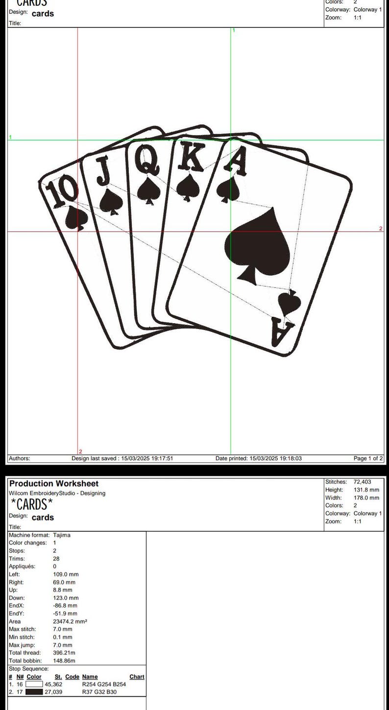 Flush Embroidery Design, Cards Playing Embroidery File, Aces Embroidery ...