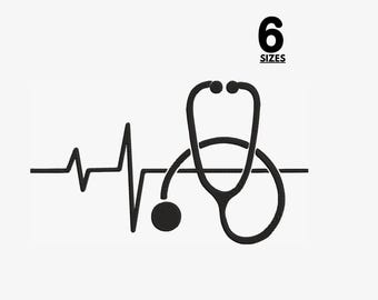 Stethoscope Embroidery Design, Heartbeat Stethoscope Design, Doctor ...