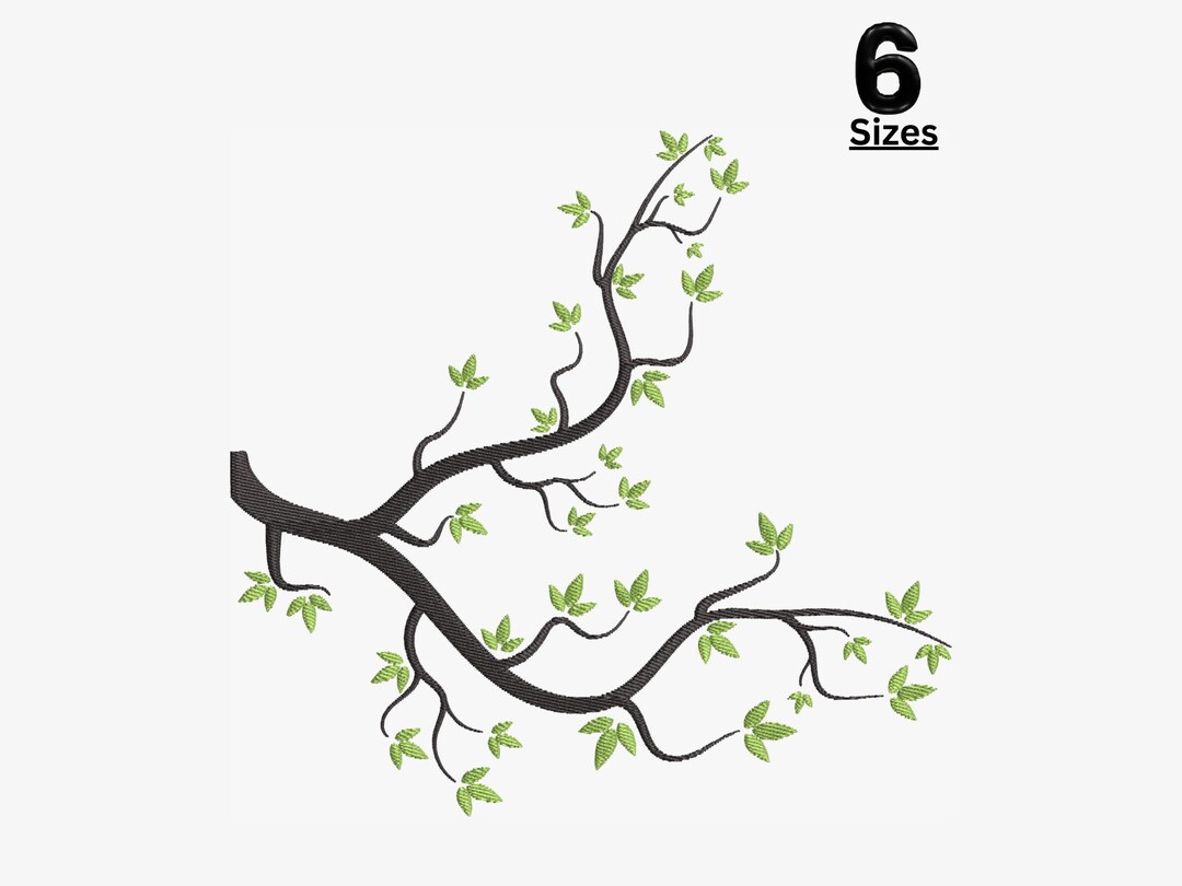 Tree Branch Embroidery Design, Twig Embroidery Design, Plant Embroidery ...