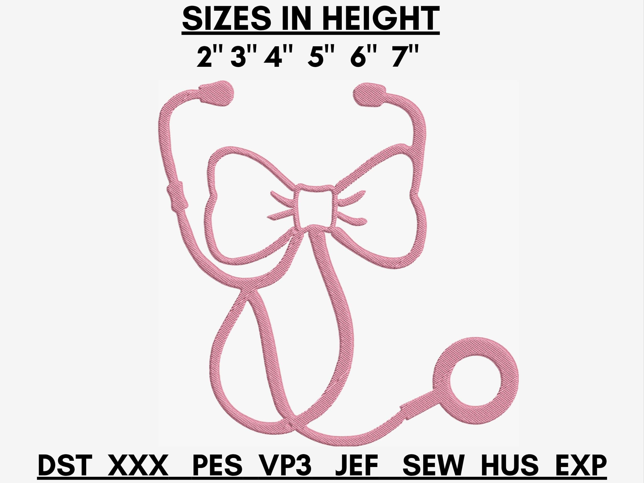 Coquette Stethoscope Machine Embroidery Design | Bow Stethoscope File ...