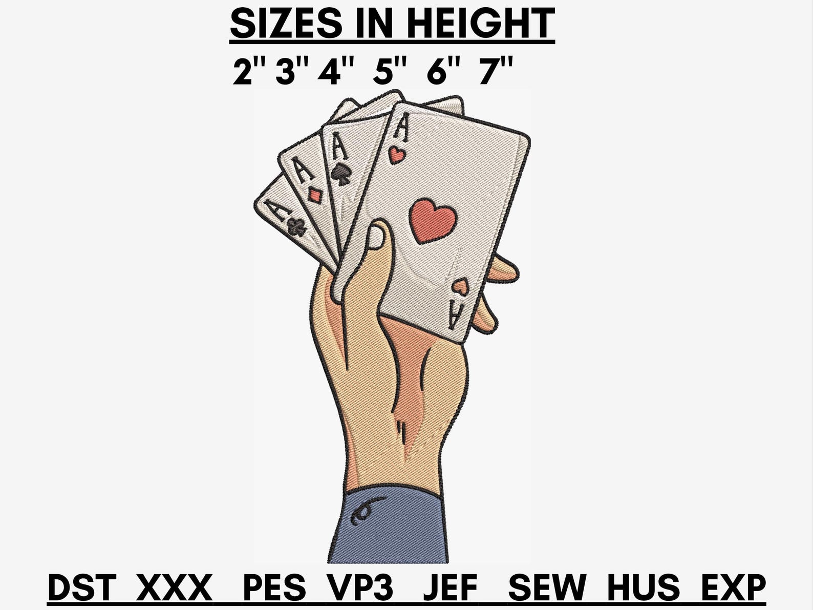 Playing Cards Embroidery Design, Poker Cards Embroidery, Cards in Hand ...