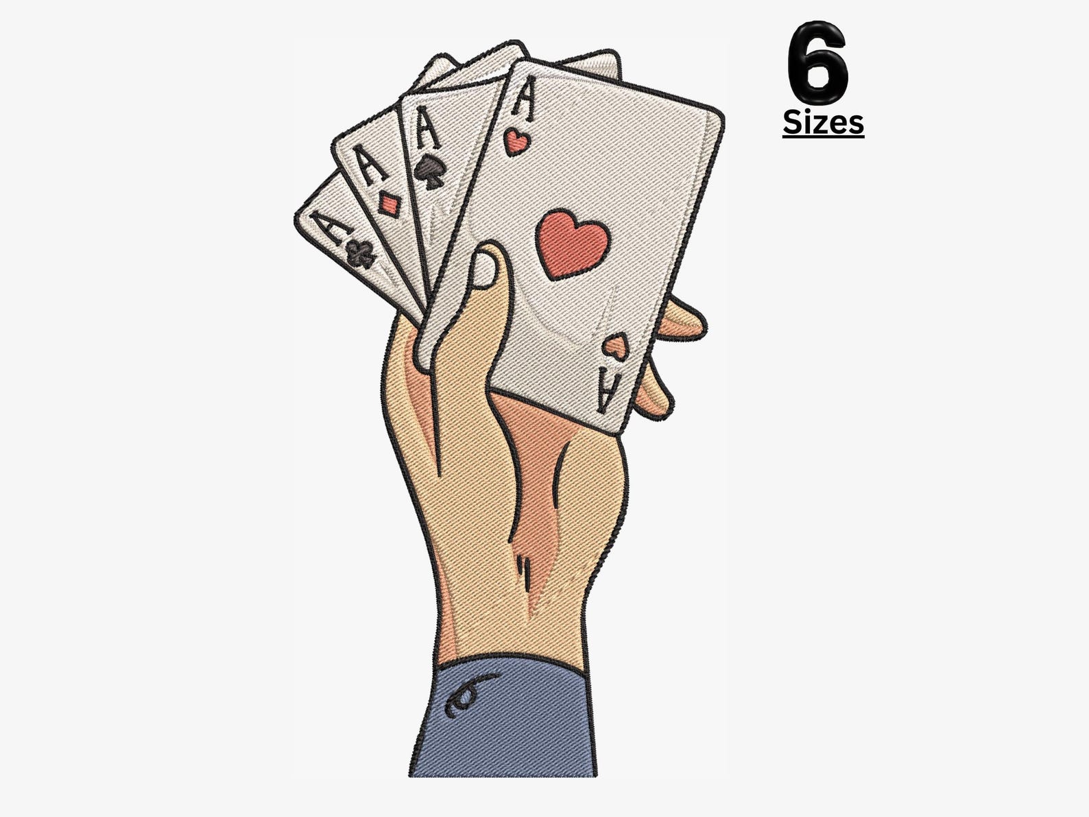 Playing Cards Embroidery Design, Poker Cards Embroidery, Cards in Hand ...