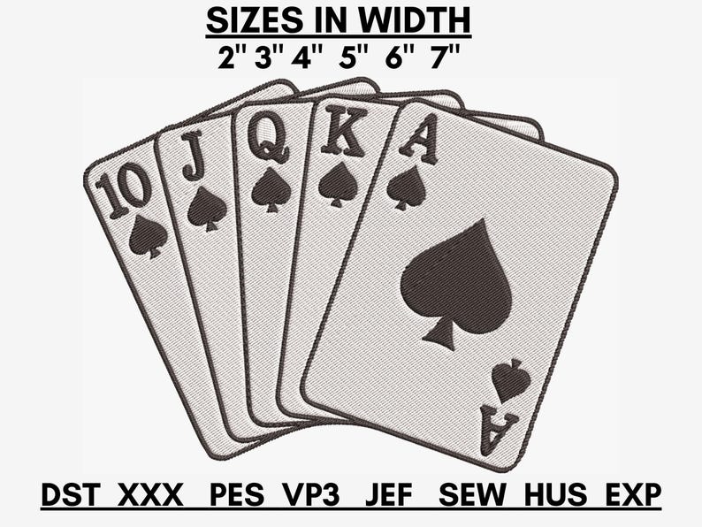 Flush Embroidery Design, Cards Playing Embroidery File, Aces Embroidery ...