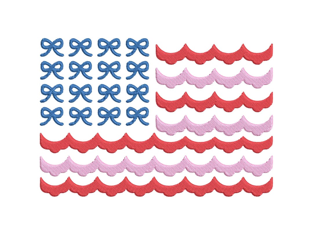 American Flag With Bow Embroidery Design: 6 Sizes (instant Download) - Etsy