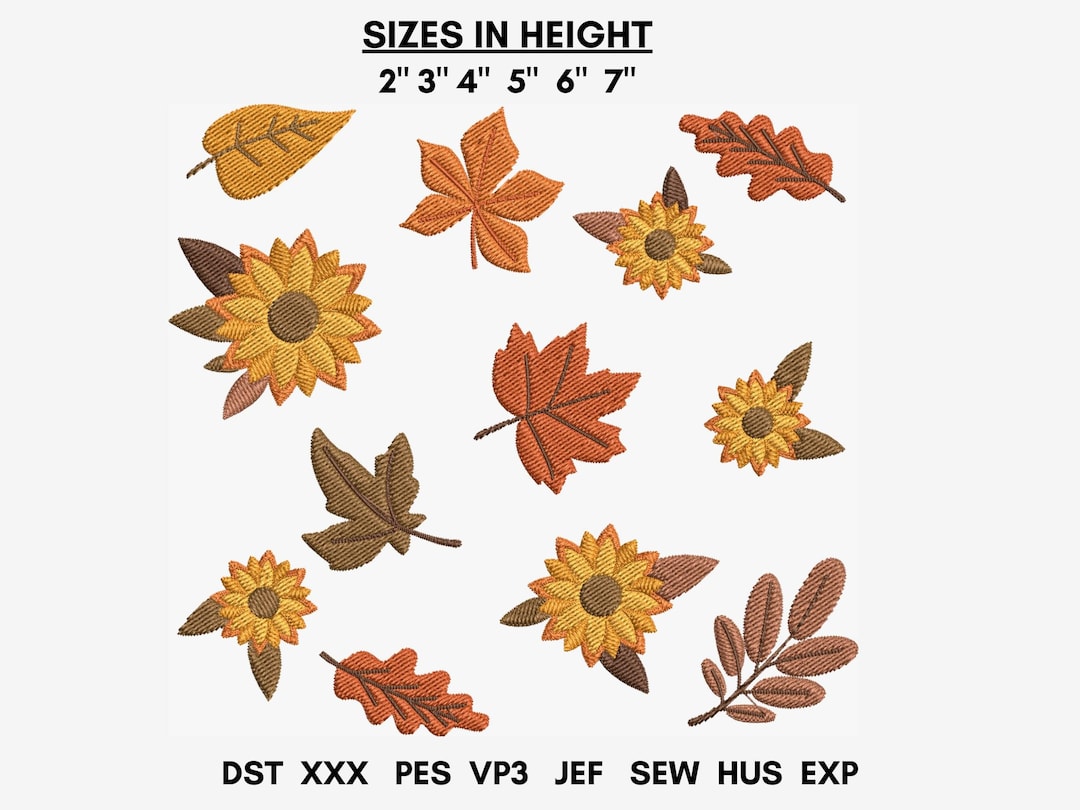 Autumn Leaves Machine Embroidery Design: Fall Foliage (instant Download ...