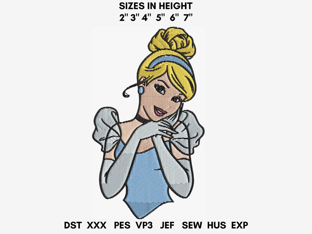 Cinderella Machine Embroidery Design, Princess Embroidery Designs ...