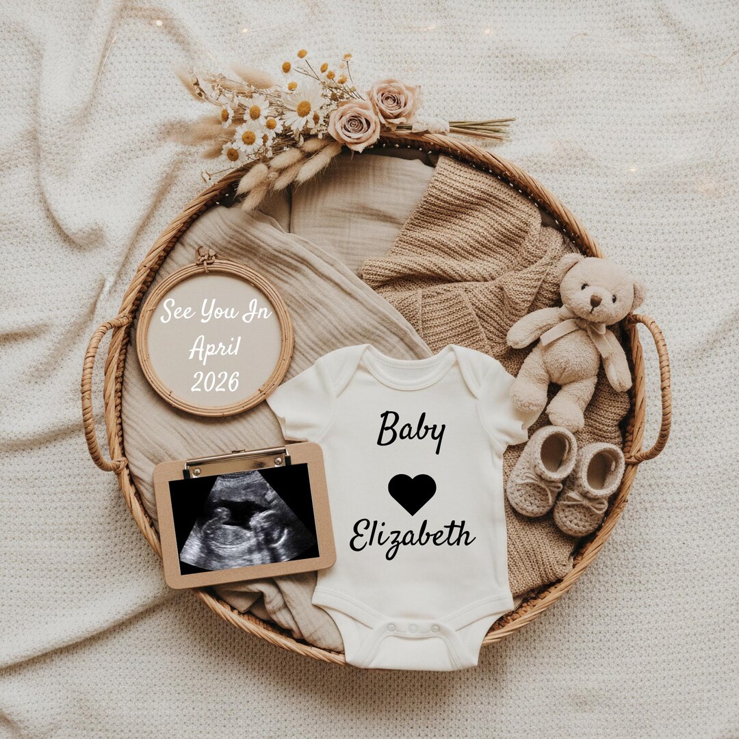 April 2026 Baby Announcement Template, Editable Pregnancy Reveal ...