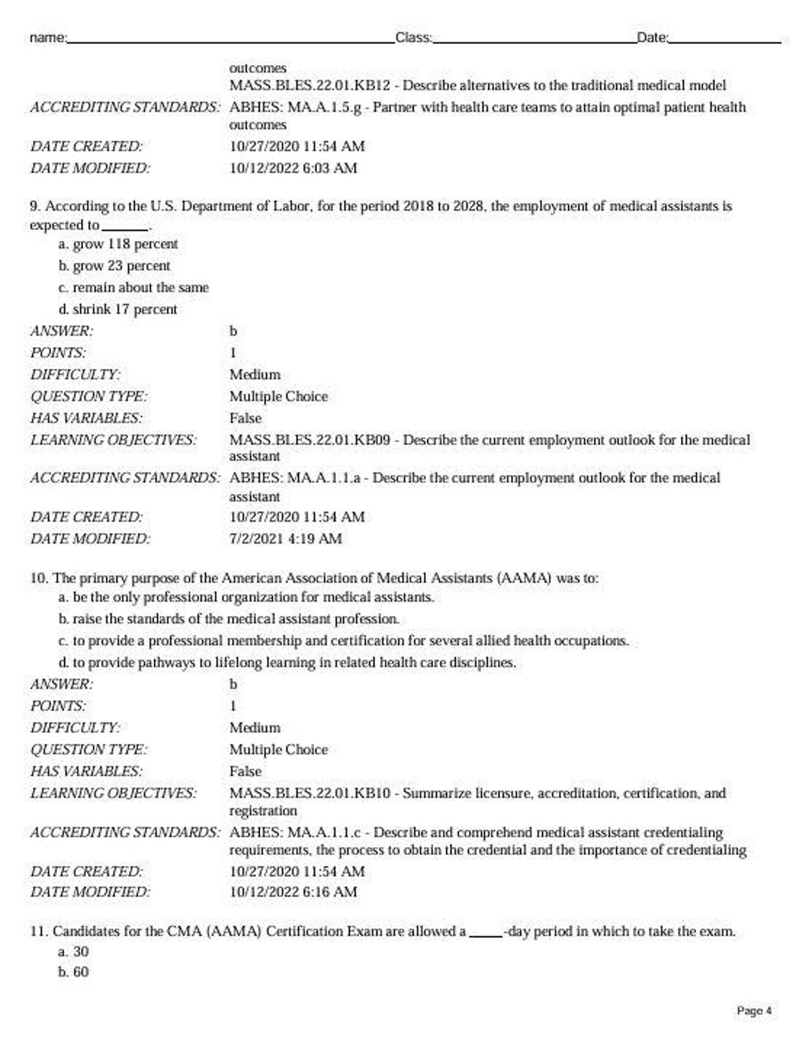 Assessment Resource Pack FOR Medical Assisting Administrative ...