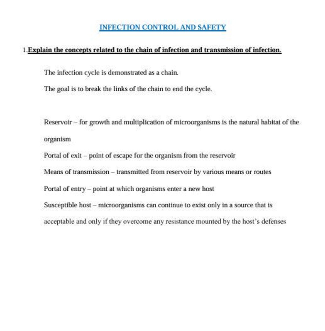 ATI NURSING CARE Infection Control and Safety Study Guide - Etsy