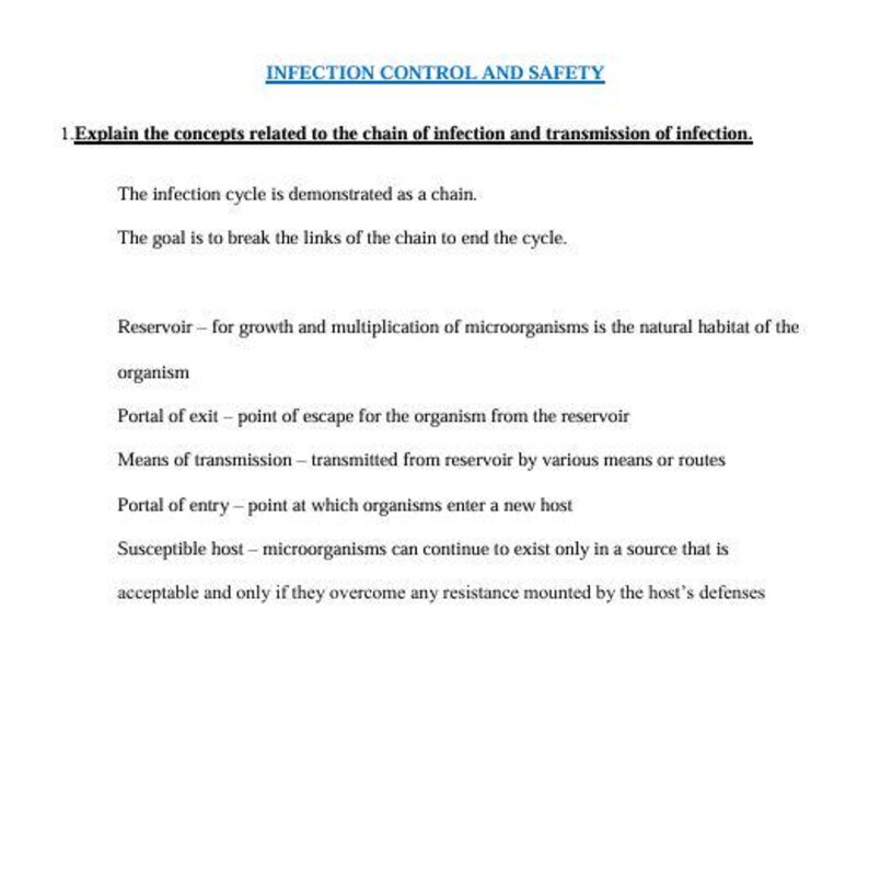 ATI NURSING CARE Infection Control and Safety Study Guide - Etsy