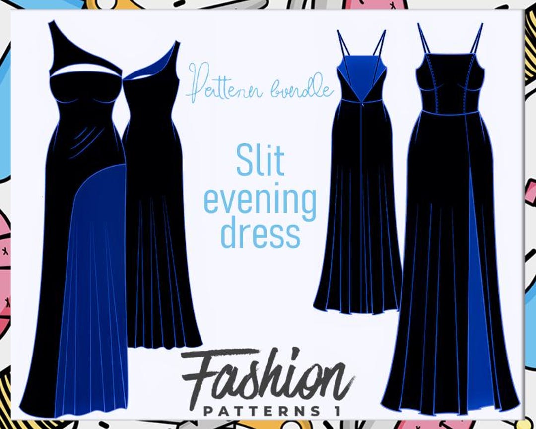 The PDF Sewing Pattern Package Includes Slit Dresses, Evening Dresses ...