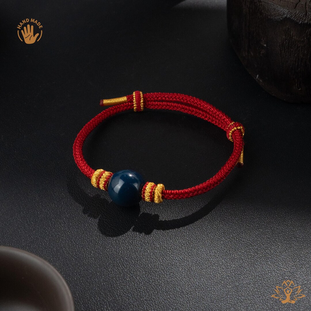 Handmade Adjustable Red String Bracelet, Incense Ash Bead Amulet ...