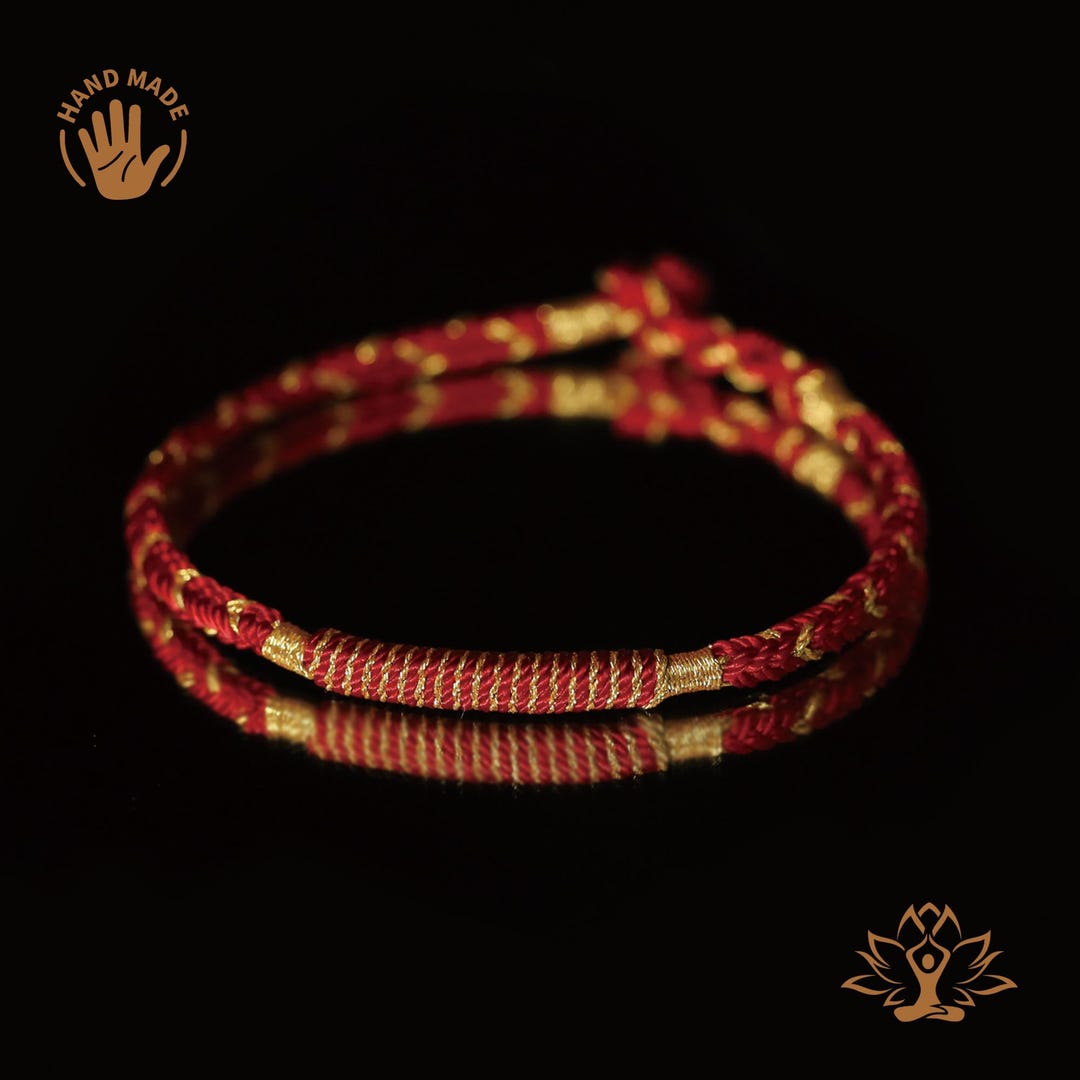 Protection Red String Bracelet, Handmade Braided Tibetan Rope Amulet ...