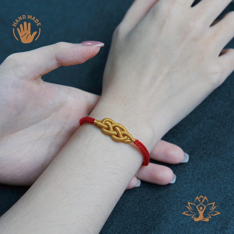 Red String Hand Woven Bracelet, Buddhist Wealth Amulet, Adjustable ...