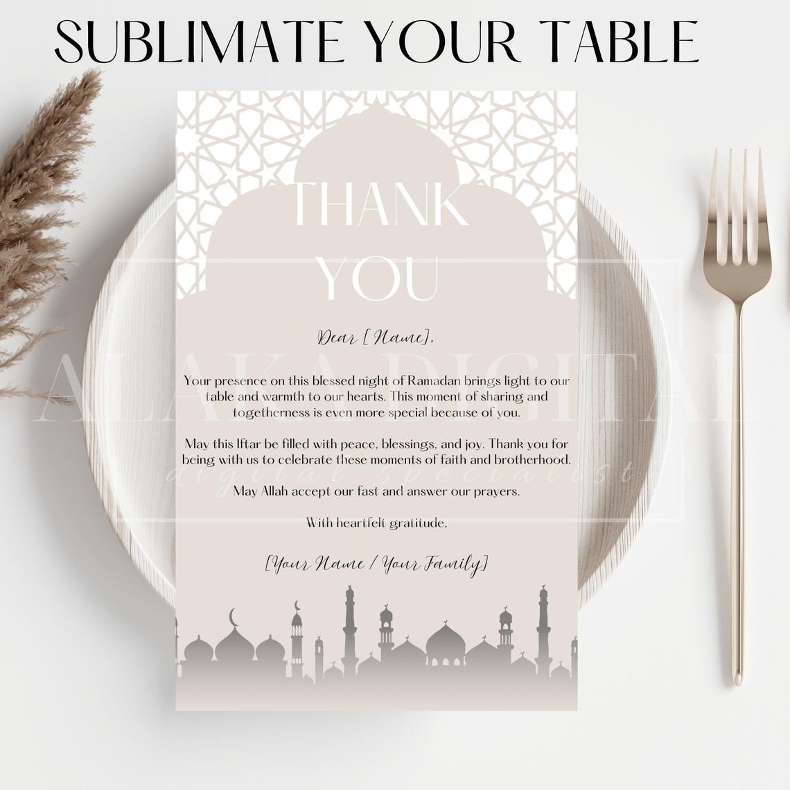 Elegant Eid Invitation & Thank You Cards: Printable Canva Template ...