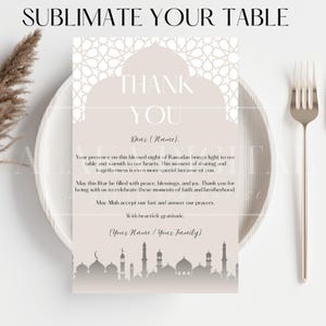 Elegant Ramadan Invitation & Thank You Cards - Printable Canva Template ...