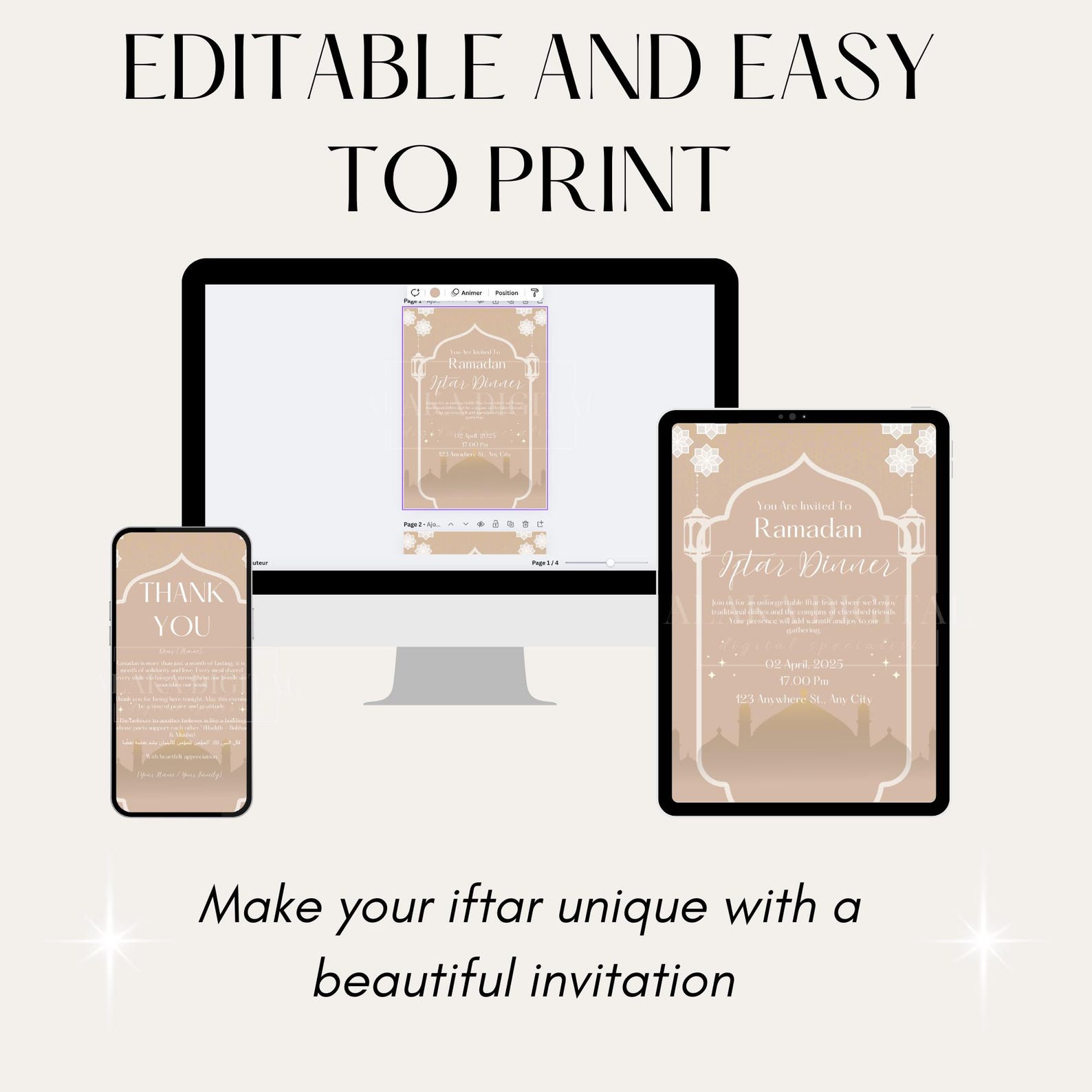 Ramadan Invitation- Ramadan Decor- Guest Thank You Cards- Ramadan ...