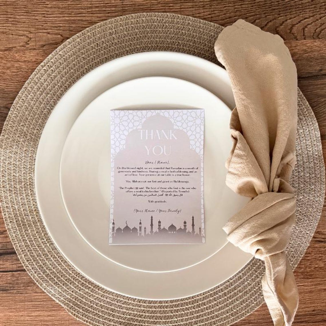 Elegant Ramadan Invitation & Thank You Cards - Printable Canva Template ...