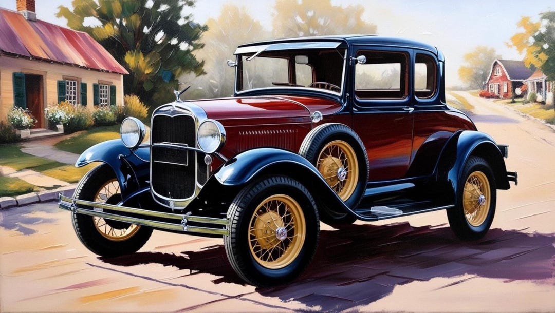 Classic Model A Car, Hot Rod Portrait Digital Print Artwork Desktop ...