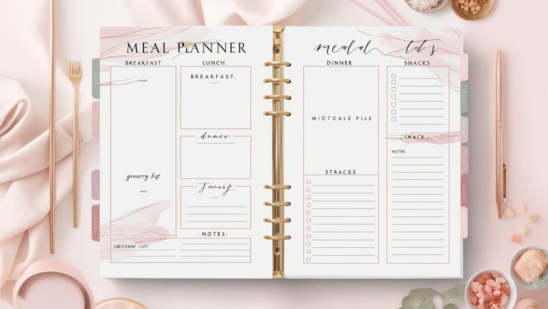Healthy Meal Planner With Grocery List Printable Template, 7 Day Menu ...
