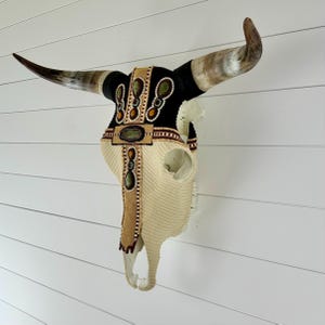 Stoic Beauty, Beaded Cow Skull, Turquoise, Beads, Steer Skull, Western ...