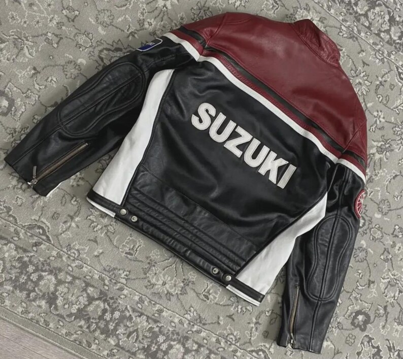 Handmade Suzuki Leather Jacket, Team Suzuki Racing Moto Jacket ...