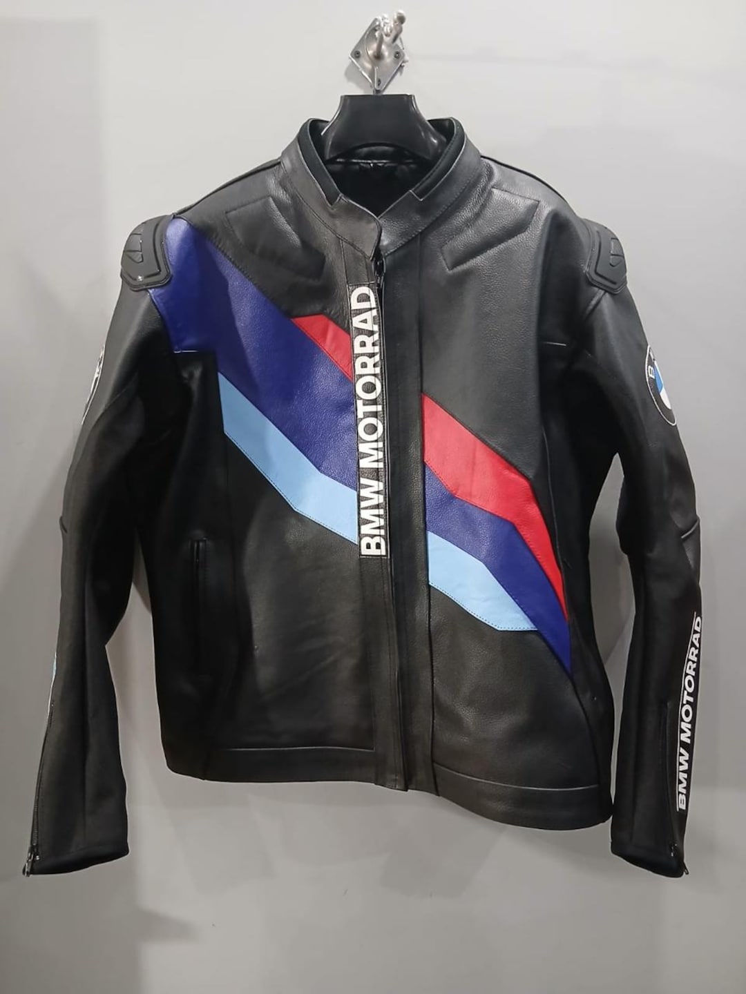 Handmade BMW Motorrad Leather Jacket, Black Racing Jacket BMW Logo ...