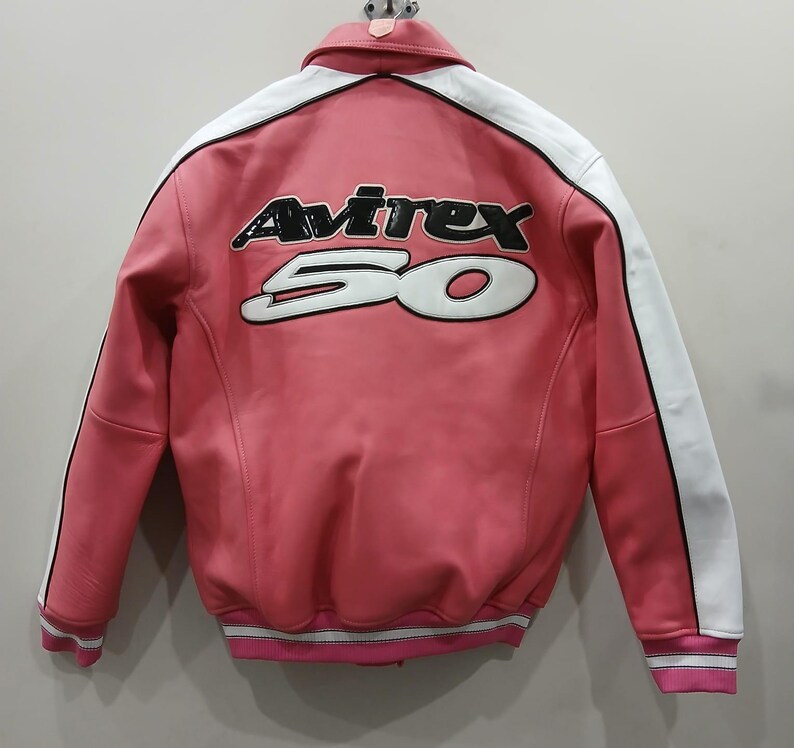 Handmade Hellstar Avirex Leather Jacket, Vintage 50th Anniversary Varsity Bomber, Retro ...
