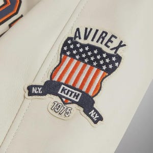 Handmade New York Knicks Avirex Varsity Jacket, Cream Leather Bomber ...